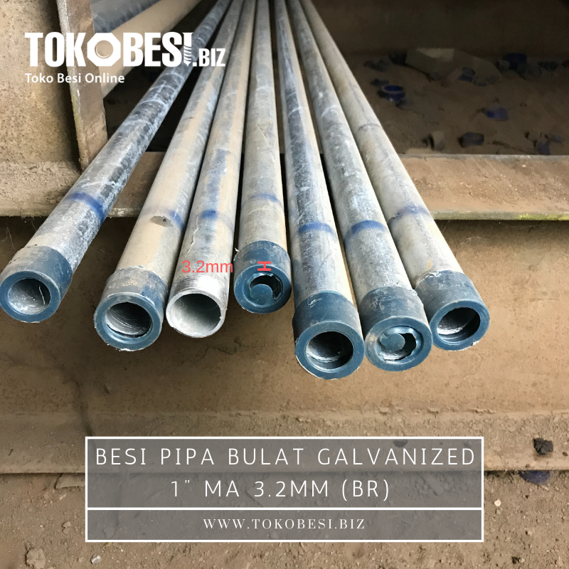 Besi Pipa Bulat Galvanized 1″ma 3.2mm (br) – Tokobesi.biz