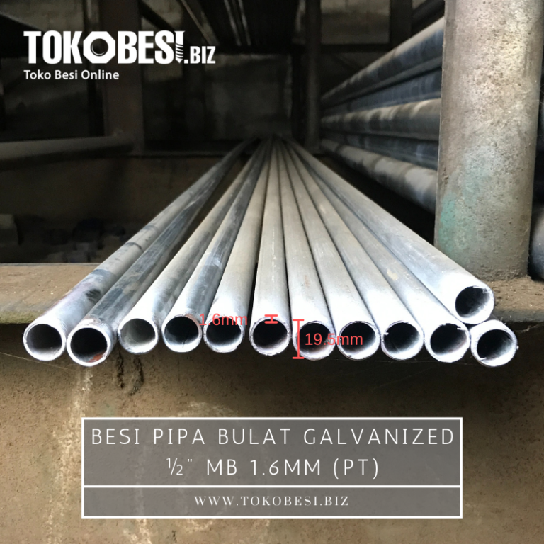 Besi Pipa Bulat Galvanized 1/2″ 1.6mm (pt) – Tokobesi.biz